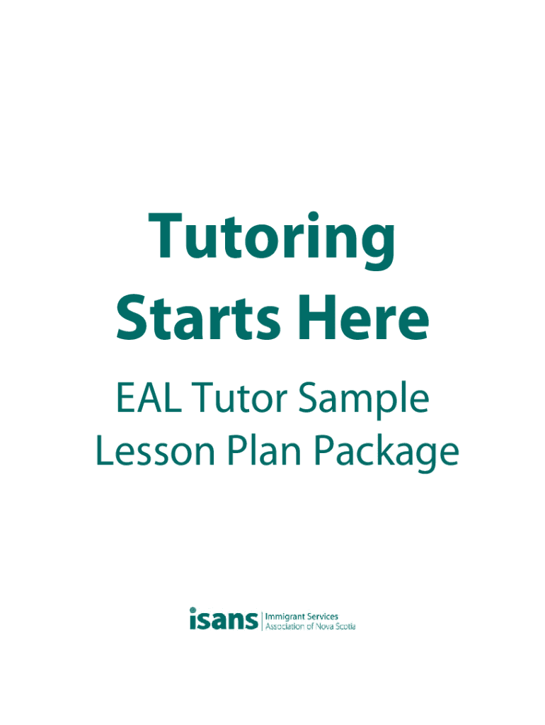 Fillable Online EAL Tutor Sample Lesson Plan Package Fax Email Print ...