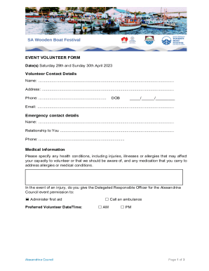 Fillable Online event volunteer form Fax Email Print - pdfFiller