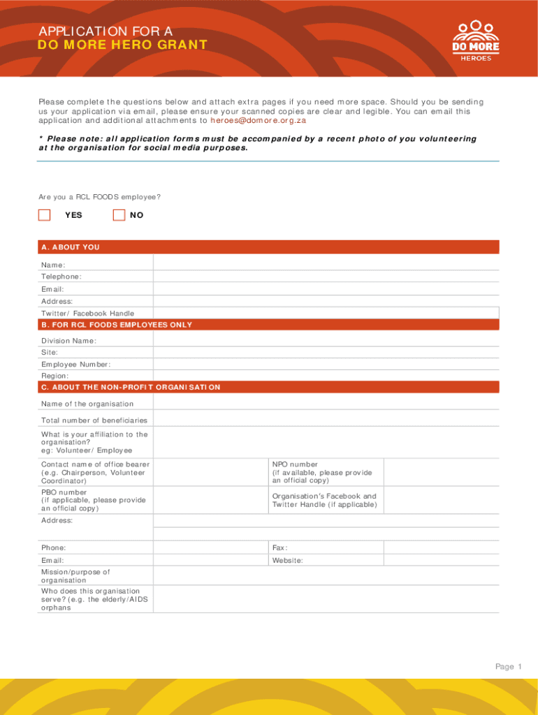 Fillable Online Do More Hero Grant Application Form Fax Email Print ...