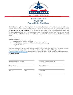 Fillable Online ASPS Advocacy SummitFuture Leaders ForumProgram ...