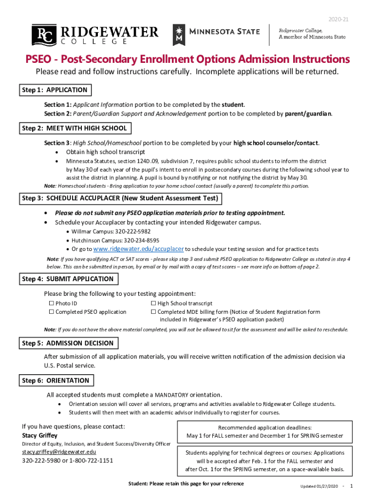 Fillable Online bold k12 mn PSEO - Post-Secondary Enrollment Options ...