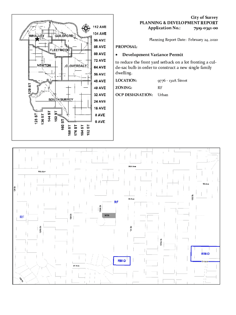 Fillable Online 7919-0341-00Development Variance Permit to reduce ... Fax Email Print - pdfFiller