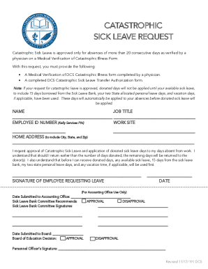 Fillable Online DCS CATASTROPHIC SICK LEAVE REQUEST rev 11-19.docx Fax ...