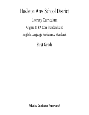 Hazleton Area School District Literacy Curriculum First Grade Doc Template | pdfFiller