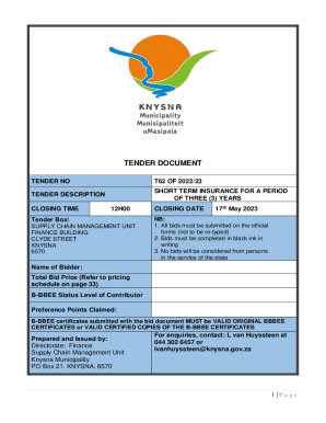 Fillable Online TENDER DOCUMENT TENDER NO R/05/22-23 SUPPLY, ... Fax ...