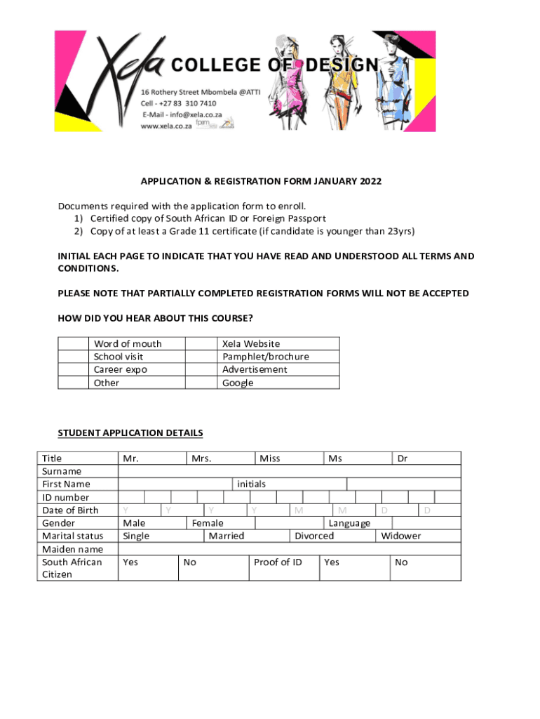Fillable Online application & registration form january 2022 - Xela Fax ...