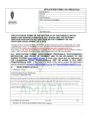 Fillable Online APPLICATION FORM J (for Official Use) - SAHRIS Fax ...