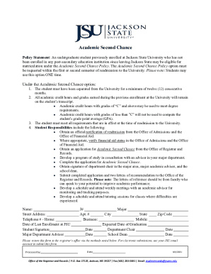 Fillable Online Graduate Academic Second Chance Policy Statement Fax ...