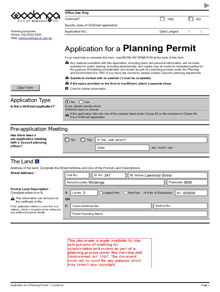 Fillable Online Planning-Permit-Application-Form.pdf - Office Use Only ...