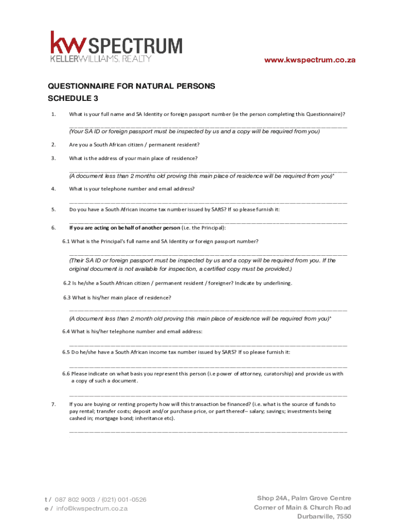 Fillable Online questionnaire for natural persons Fax Email Print ...