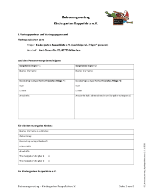 Ausfüllbar Online Betreuungsvertrag Kindergarten Rappelkiste e.V. Fax ...