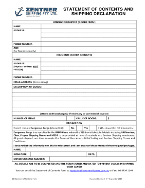 Fillable Online ZS-Statement-of-Contents-Form-Revised. ... Fax Email Print - pdfFiller