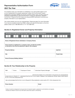Fillable Online Representative Authorization Form 2023 Tax Year ...