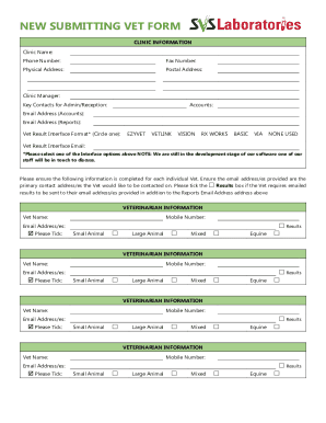 Fillable Online NEW SUBMITTING VET FORM Fax Email Print - pdfFiller