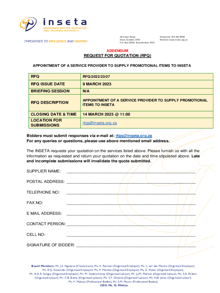 Fillable Online request for quotation (rfq) rfq Fax Email Print - pdfFiller