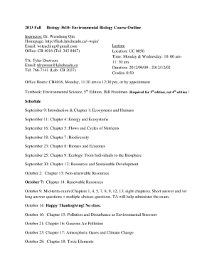 Fillable Online Environmental Biology Course Outline Instructor: Dr ...