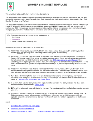 Fillable Online summer swim meet template Fax Email Print - pdfFiller