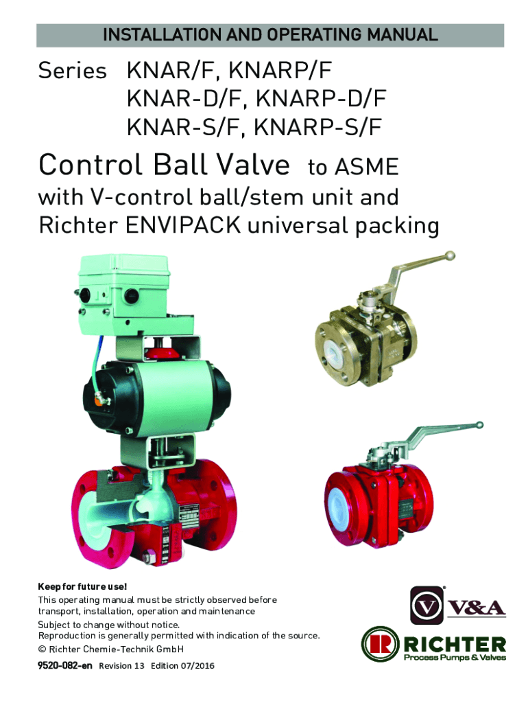 Fillable Online Richter KNARP-S/F Series Control Ball Valves User ...