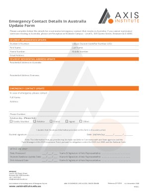 Fillable Online Emergency Contact Details In Australia Update Form Fax ...
