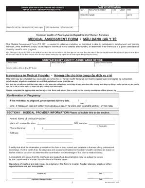 Fillable Online services dpw state pa MEDICAL ASSESSMENT FORM MU NH GI ...