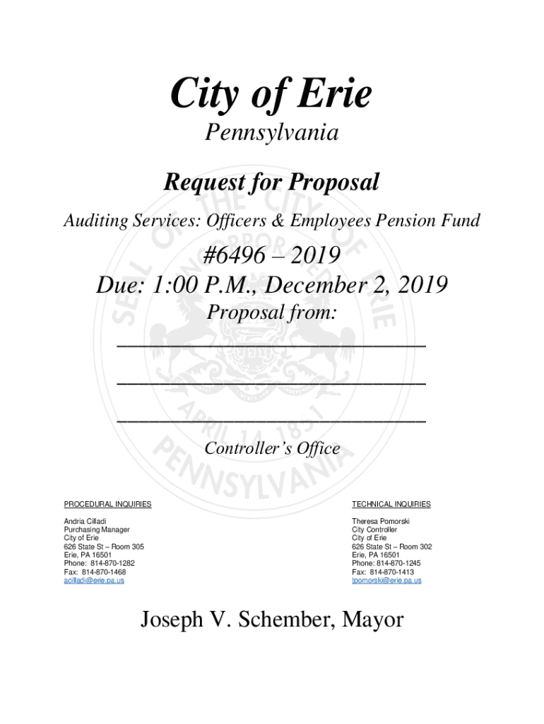 Fillable Online Request for Proposal Audit Services City of Erie, ... Fax Email Print - pdfFiller