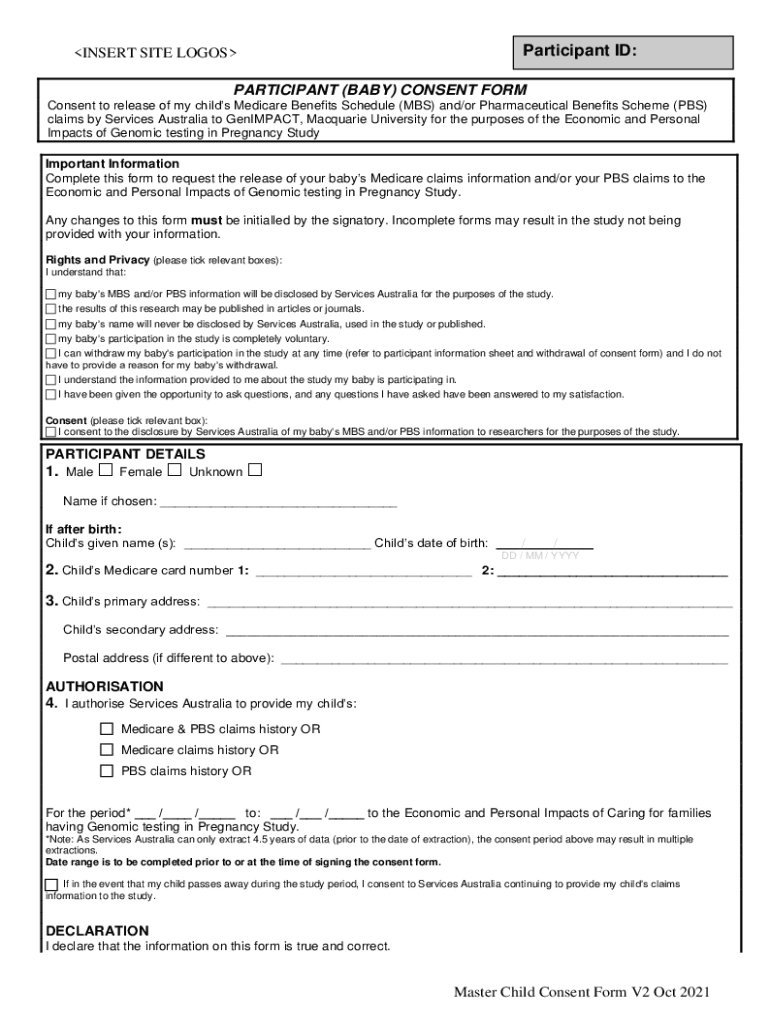 Fillable Online Services Australia - Participant consent form Fax Email ...