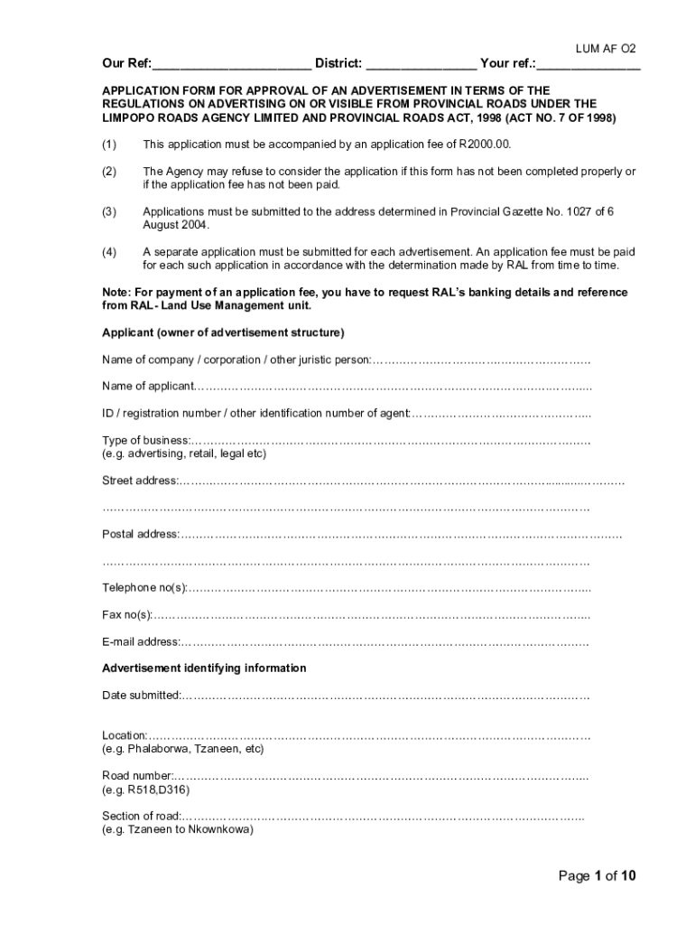 Fillable Online APPLICATION FORM FOR APPLICATION FOR APPROVAL OF AN ...