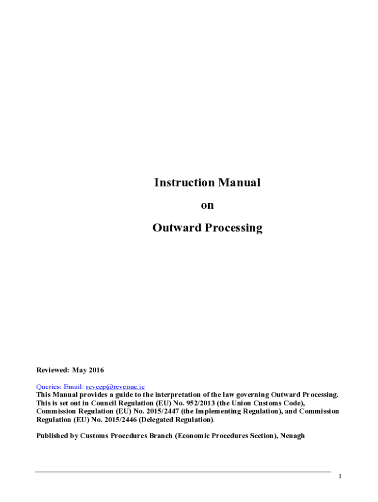 Fillable Online outward-processing. - Outward Processing. Revenue Staff ...