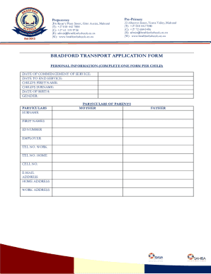 Fillable Online BRADFORD TRANSPORT APPLICATION FORM Fax Email Print ...