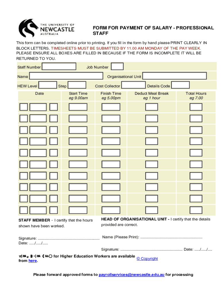 Fillable Online FORM FOR PAYMENT OF SALARY Fax Email Print - pdfFiller