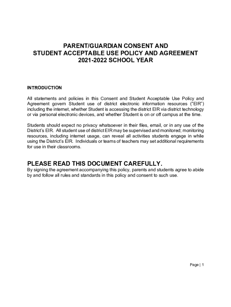 Fillable Online qsi student acceptable use policy & parent consent form ...