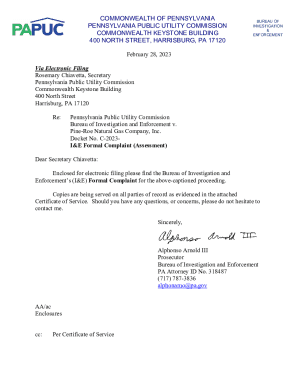 Fillable Online Re - Pennsylvania Public Utility Commission - PA.GOV ...
