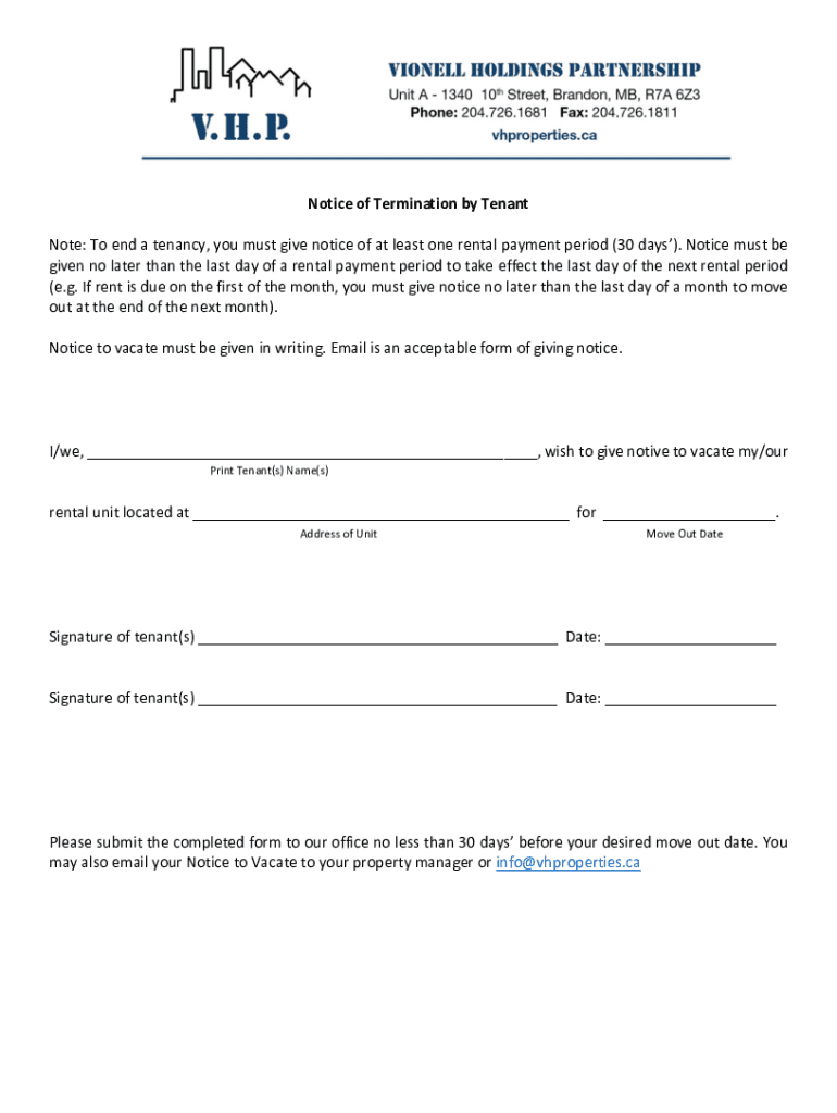 Fillable Online Notice Of Termination Of Lease: Handling This Important Item Fax Email Print ...