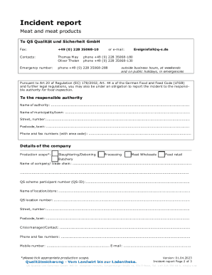 Fillable Online Notification form in case of incidents (paper of ...