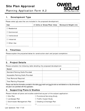 Fillable Online Site Plan Approval, Planning Application Form A.2 Fax Email Print - pdfFiller