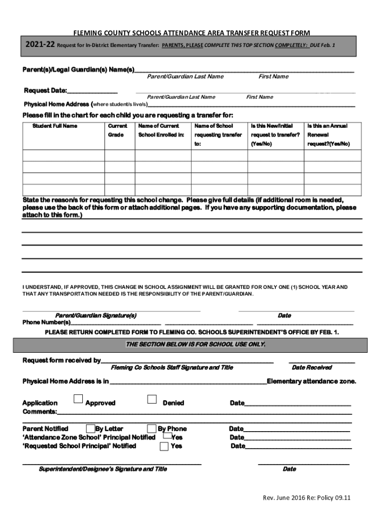Fillable Online school attendance area transfer request form ... Fax Email Print - pdfFiller