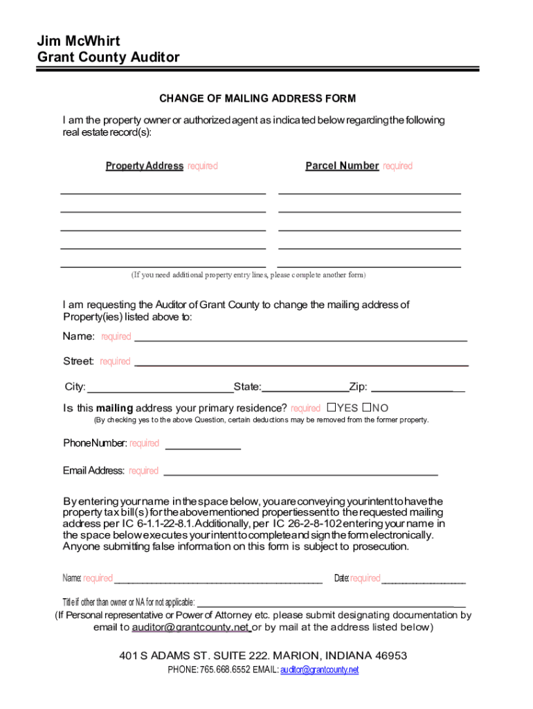 Fillable Online Change of mailing address form - Copy Fax Email Print ...