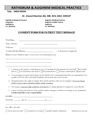 Fillable Online Consent for Mobile text messages Fax Email Print ...