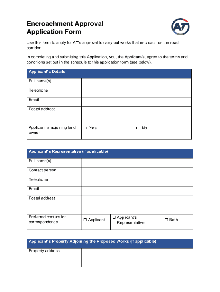 Fillable Online Encroachment Approval Application Form Fax Email Print - pdfFiller