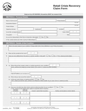 Fillable Online Retail Crisis Recovery Claim Form Fax Email Print ...