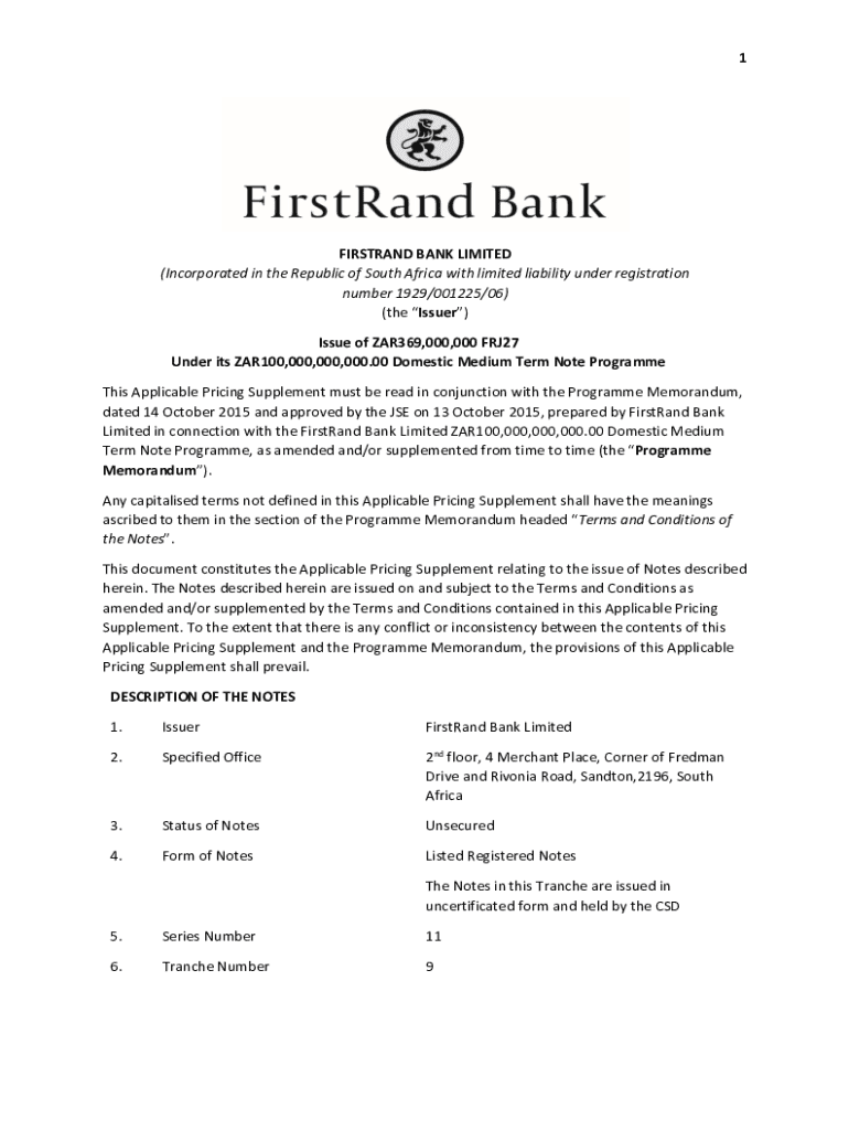 Fillable Online FIRSTRAND BANK LIMITED - FRB35 - Listing of New ... Fax ...