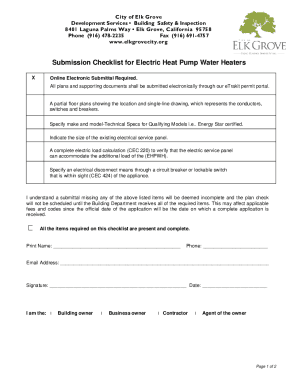 Fillable Online Submission Checklist for Electric Heat Pump Water ...