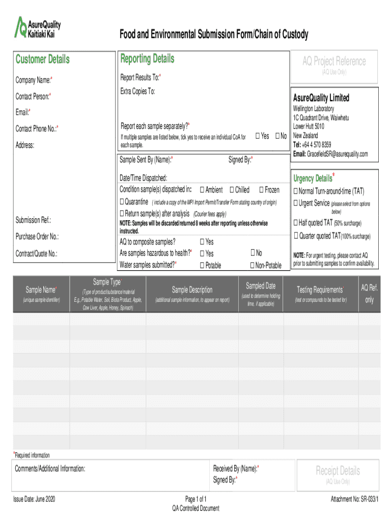 Fillable Online Chain of Custody Forms - Spokane Fax Email Print - pdfFiller