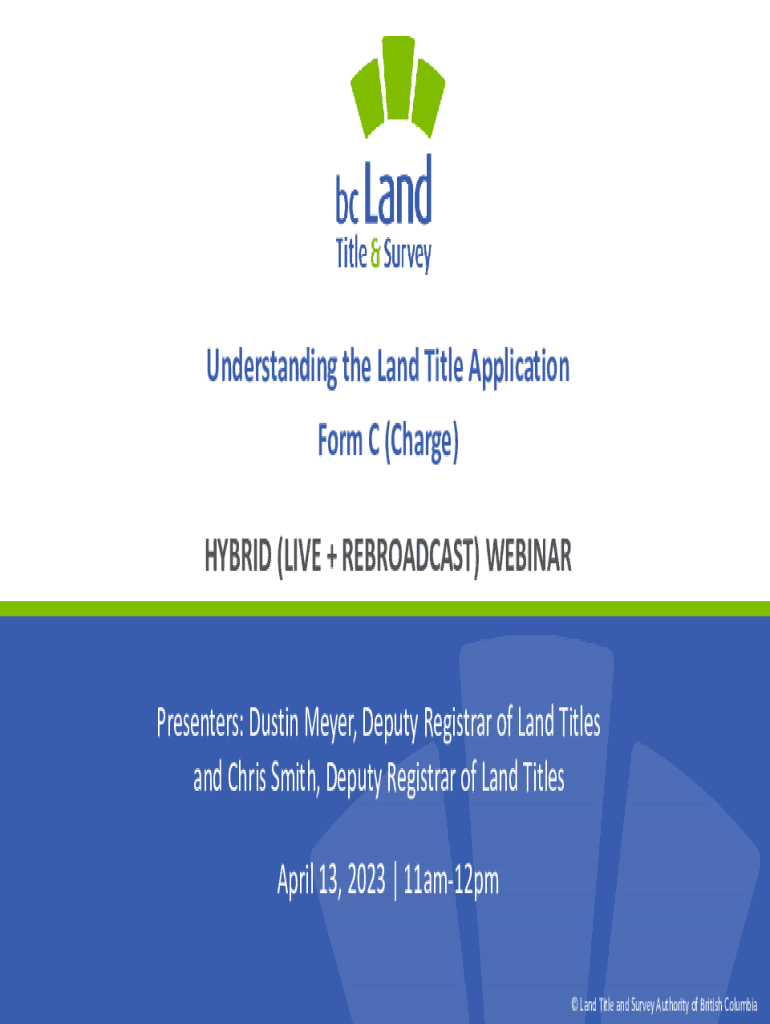Fillable Online Understanding the Land Title Application Form C (Charge ...