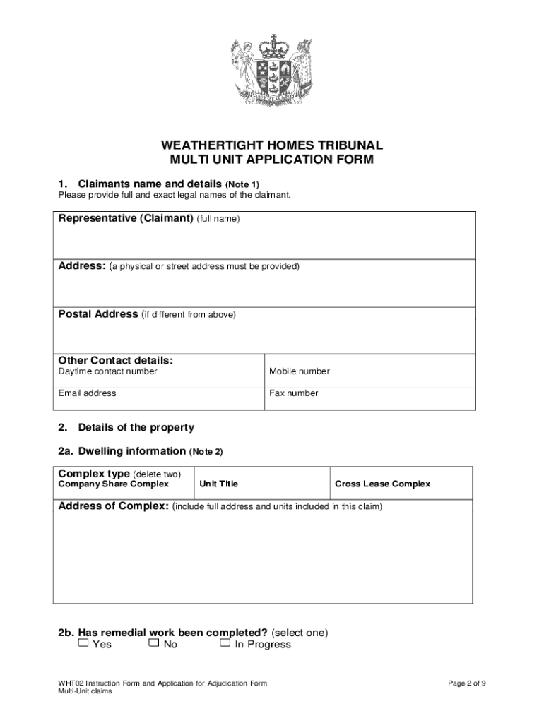 Fillable Online WHT-Application-form-for-multi-unit-claims. ... Fax ...