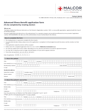 Fillable Online Advanced Illness Benefit Fax Email Print - pdfFiller