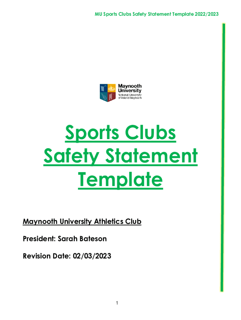 Fillable Online Sports Clubs Safety Statement Template Fax Email Print ...