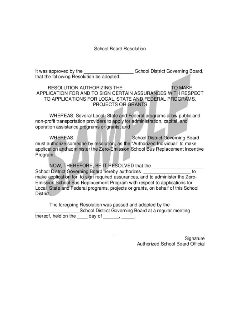 Fillable Online Sample School Board Resolution for Naming District ...