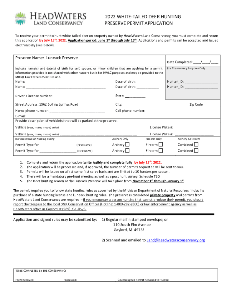 Fillable Online DEER HUNTING LICENSE AND AGREEMENT Fax Email Print ...