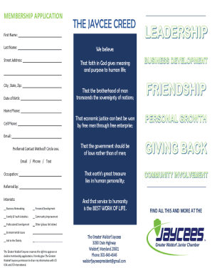 Fillable Online US Jaycee Foundation Creed - United States Junior ...